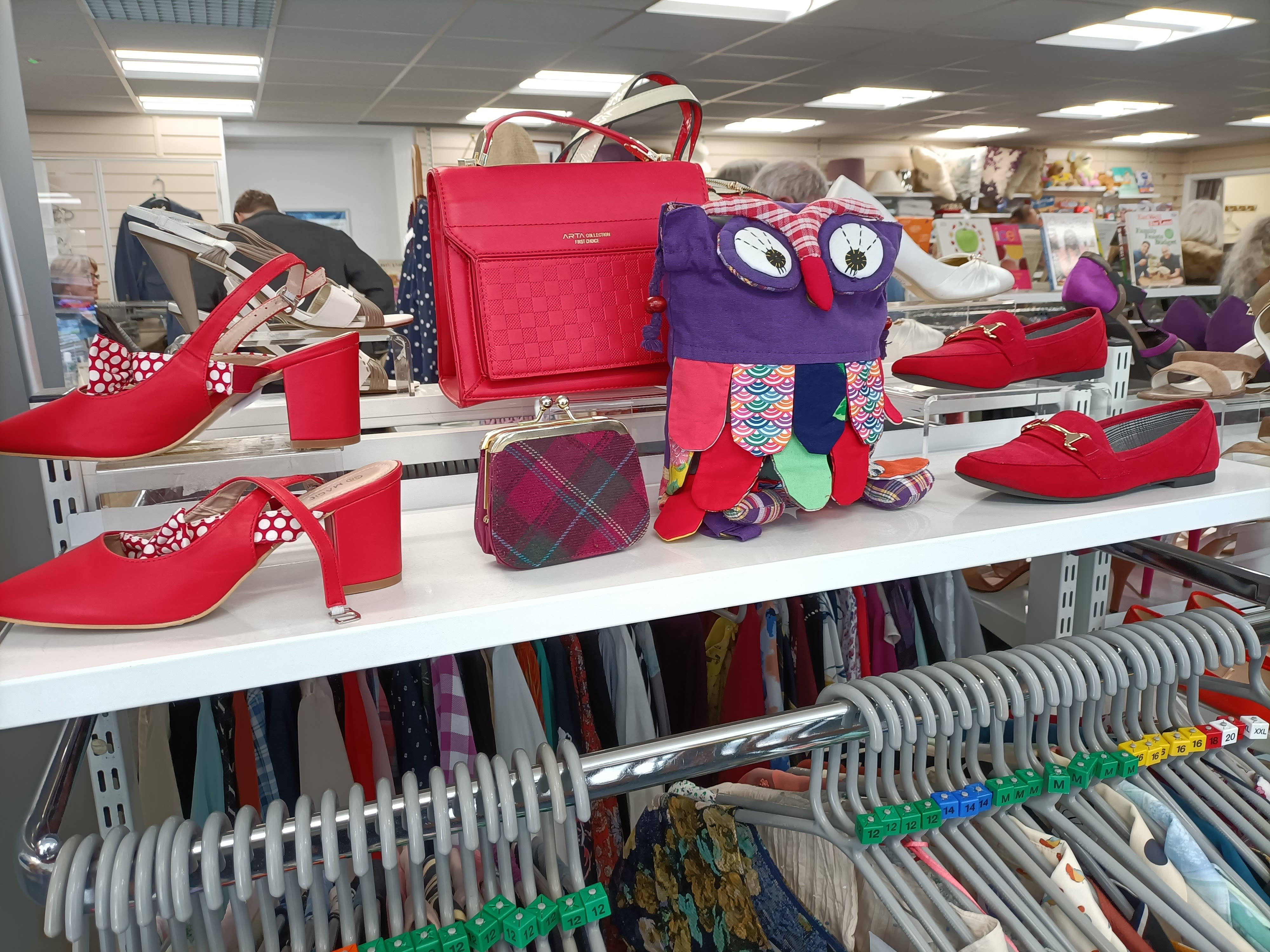Bags and shoes at Sue Ryder shop